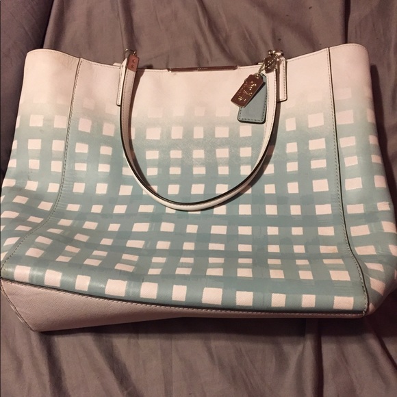 Coach | Bags | Coach Purse Green And White Checkered | Poshmark